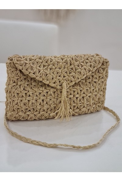 Ays Bohem Tasarım Püsküllü Hasır Çanta