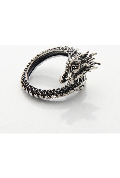 NorthShore Ejderha Tasarımlı Gotik Çelik Ayarlanabilir Motorcu Yüzük
