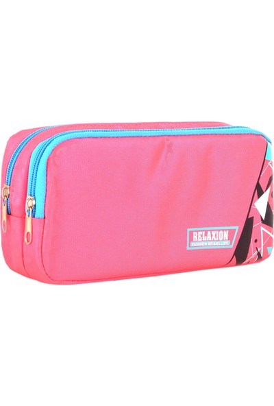 Relaxion 115 Çift Bölmeli Baskılı Su Geçirmez Kalemlik Pembe