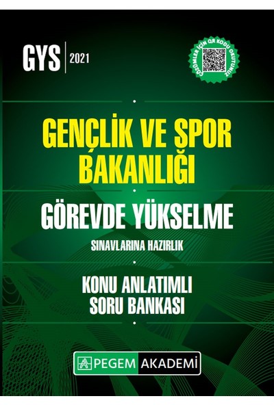 Pegem Akademi Yayıncılık 2021 Gençlik ve Spor Bakanlığı Görevde Yükselme Sınavlarına Hazırlık Konu Anlatımlı Soru Bankası Pegem Akademi Yayıncılık 2021 Gençlik ve Spor Bakanlığı Görevde Yükselme Sınavlarına Hazırlık Konu Anlatımlı Soru Bankası