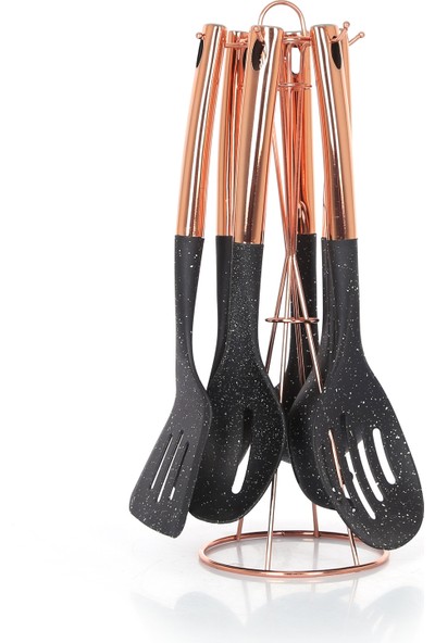 Vadi 7 Parça Silikon Kepçe Kevgir Seti Bakır Renk Vadi 7 Parça Silikon Kepçe Kevgir Seti Bakır Renk