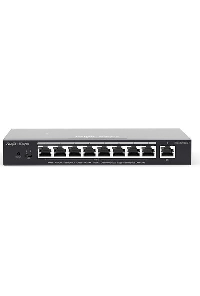 Ruıjıe 8port 120W Full Poe Reyee RG-ES209GC-P Gıgabıt Yönetilebilir Switch Masaüstü Ruıjıe 8port 120W Full Poe Reyee RG-ES209GC-P Gıgabıt Yönetilebilir Switch Masaüstü