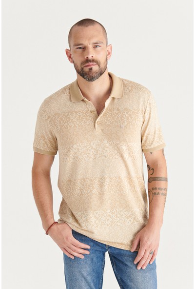 Avva Erkek Bej Polo Yaka Jakarlı Slim Fit T-Shirt A11Y1198 Avva Erkek Bej Polo Yaka Jakarlı Slim Fit T-Shirt A11Y1198