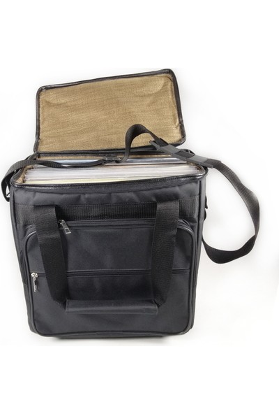 Çıtırtılı Sesler Plak Taşıma Çantası - Omuz Askılı (Siyah)