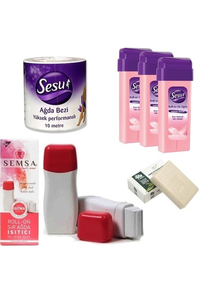 Sesu Kartuş Roll-On Ağda Makinesi+Hassas Cilt Ağda 3X100ML+AĞDA Bezi+Tariş Sabun Sesu Kartuş Roll-On Ağda Makinesi+Hassas Cilt Ağda 3X100ML+AĞDA Bezi+Tariş Sabun