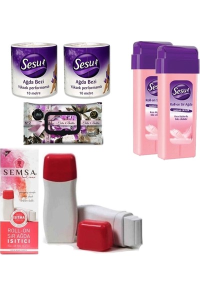 Sesu Kartuş Roll-On Ağda Makinesi+Hassas Cilt Ağda 2X100ML+AĞDA Bezi 2X10MT Sesu Kartuş Roll-On Ağda Makinesi+Hassas Cilt Ağda 2X100ML+AĞDA Bezi 2X10MT