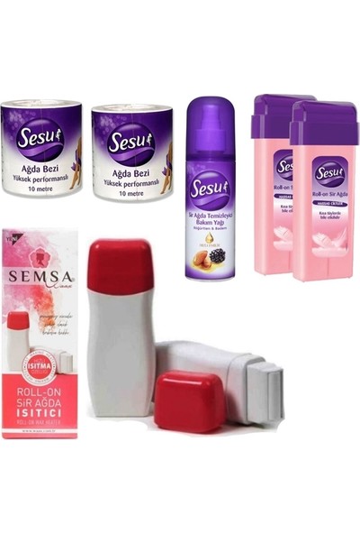 Sesu Kartuş Roll-On Ağda Makinesi+Hassas Cilt Ağda 2X100ML+AĞDA Bezi 2X10MT+TEMIZLEME Yağı Sesu Kartuş Roll-On Ağda Makinesi+Hassas Cilt Ağda 2X100ML+AĞDA Bezi 2X10MT+TEMIZLEME Yağı