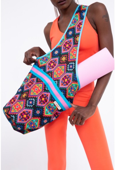 Jooga Mudra Etnik Unisex Yoga ve Pilates Mat Çantası-Geniş Boyutlu Dış ve Iç Fermuarlı Cüzdan Cep