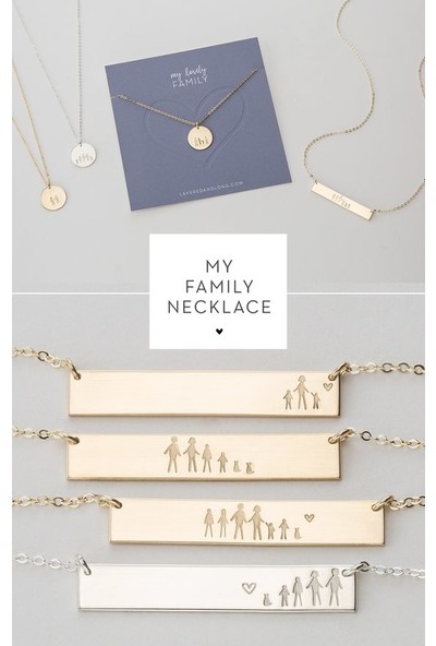 Silvercim Aile Temalı Kişiye Özel Kolye