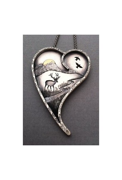 Silvercim Doğa Temalı 925 Ayar Gümüş Kalbimdeki Doğa Bayan Kolye