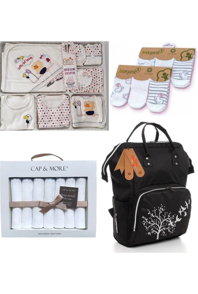 Sahra Bebek 4'lü Büyük Hastane Çıkış ve Doğum Seti (10’lu Hastane Çıkış Seti, Leke Tutmaz Su Geçirmez Bebek Bakım Sırt Çantası, 7’li Mendil Seti ve 3’lü Bebek Çorap Seti) Sahra Bebek 4'lü Büyük Hastane Çıkış ve Doğum Seti (10’lu Hastane Çıkış Seti, Leke Tutmaz Su Geçirmez Bebek Bakım Sırt Çantası, 7’li Mendil Seti ve 3’lü Bebek Çorap Seti)