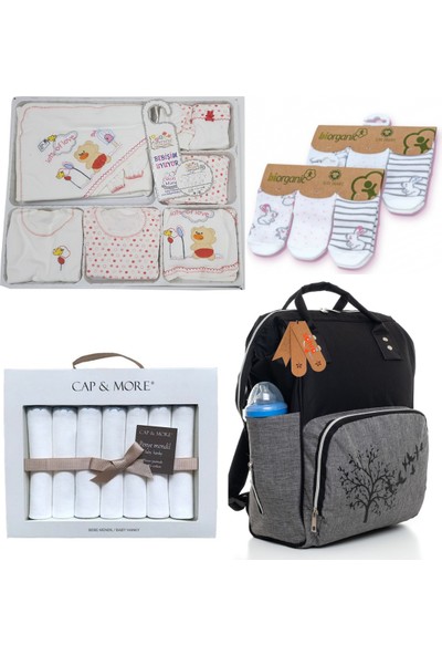 Sahra Bebek 4'lü Büyük Hastane Çıkış ve Doğum Seti (10’lu Hastane Çıkış Seti, Leke Tutmaz Su Geçirmez Bebek Bakım Sırt Çantası, 7’li Mendil Seti ve 3’lü Bebek Çorap Seti) Sahra Bebek 4'lü Büyük Hastane Çıkış ve Doğum Seti (10’lu Hastane Çıkış Seti, Leke Tutmaz Su Geçirmez Bebek Bakım Sırt Çantası, 7’li Mendil Seti ve 3’lü Bebek Çorap Seti)