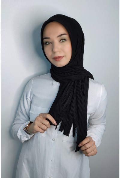 Moda Mevsimi Pratik Piliseli Pamuk Hazır Şal Siyah Moda Mevsimi Pratik Piliseli Pamuk Hazır Şal Siyah