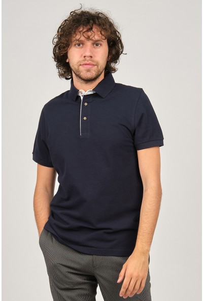 Desen Triko Erkek Polo Yaka T-Shirt 0249811 Lacivert