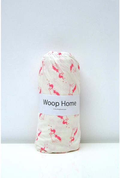 Woop Home 100 x 190 cm. Pembe Midilli Desenli Tek Kişilik Çarşaf