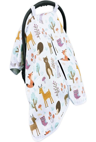 Anneyimyolla Müslin Puset Örtüsü Sevimli Orman Desenli Pikeli