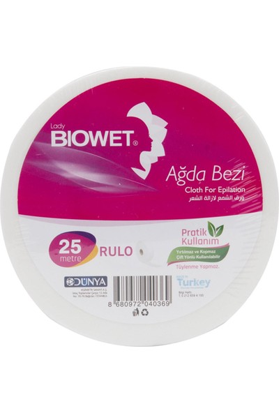 Biowet 25 Metre Rulo Ağda Bezi Biowet 25 Metre Rulo Ağda Bezi