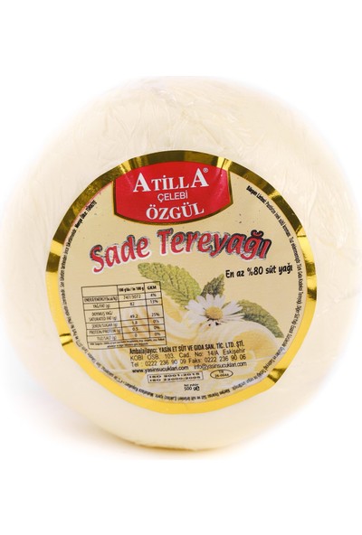 Atilla Çelebi Özgül Yasin Gurme Açö Sade Tereyağ 500 gr