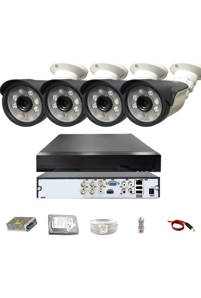 Qromax Pro 50Sk6 4 'Lü 5 Megapiksel Sony Lens 1080P Sensör Plastik Kasa Güvenlik Kamerası Seti
