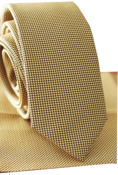 Varetta Erkek Gold Rengi Armüllü Kuşgözü Desenli Dar Mendilli Kravat Varetta Erkek Gold Rengi Armüllü Kuşgözü Desenli Dar Mendilli Kravat
