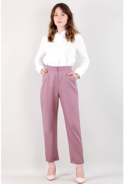Zülays Straight Kumaş Pantolon Gül Kurusu