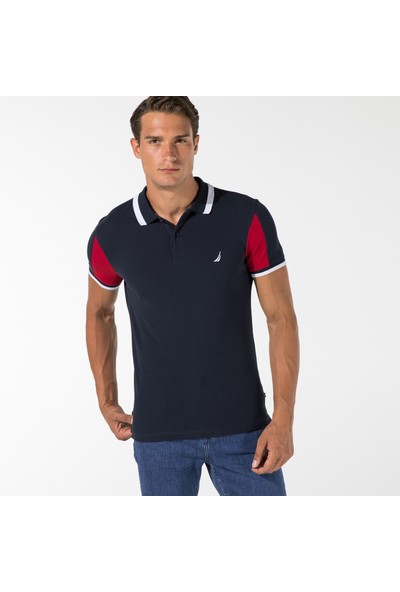 Nautıca Erkek Lacivert Blok Desenli Slım Fıt Polo K15641T.4NV Nautıca Erkek Lacivert Blok Desenli Slım Fıt Polo K15641T.4NV