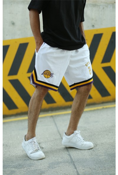 Outcast Oversize Fileli Lakers Beyaz Şort