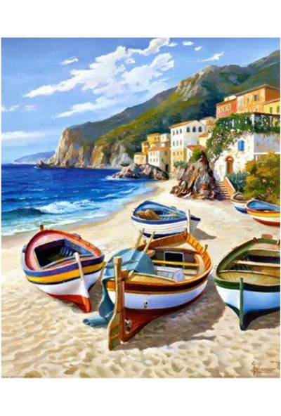 Ticaret Gemisi Tekneler Kasnaksız Pamuk Kanvas Sayılarla Boyama Seti 50 x 60 cm Ticaret Gemisi Tekneler Kasnaksız Pamuk Kanvas Sayılarla Boyama Seti 50 x 60 cm