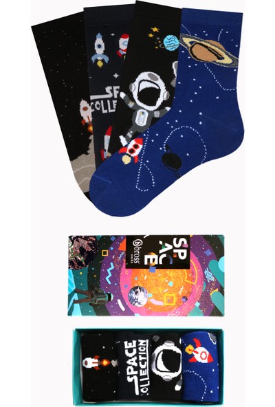 Bross Space Collection Kutulu 4'lü Çocuk Çorabı 2