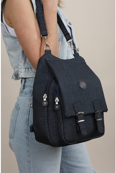 Madamra Lacivert Kadın Krinkıl Kumaş Okul El Ve Sırt Çantası Madamra Lacivert Kadın Krinkıl Kumaş Okul El Ve Sırt Çantası