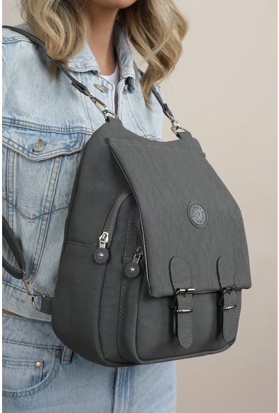 Madamra Gri Kadın Krinkıl Kumaş Okul El Ve Sırt Çantası Madamra Gri Kadın Krinkıl Kumaş Okul El Ve Sırt Çantası