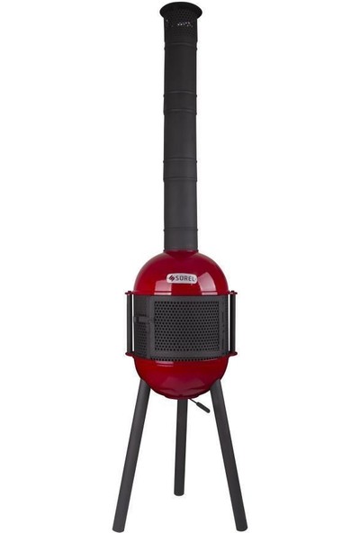 Sürel Çok Amaçlı Döküm Bahçe Şöminesi - Teras Sobası - Barbekü Kırmızı