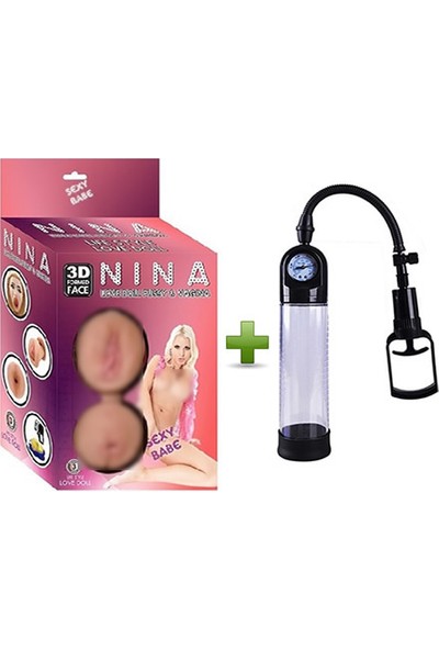 Pretty Love Nina Realistik Saçlı Şişme Manken + Göstergeli Penis Pompası