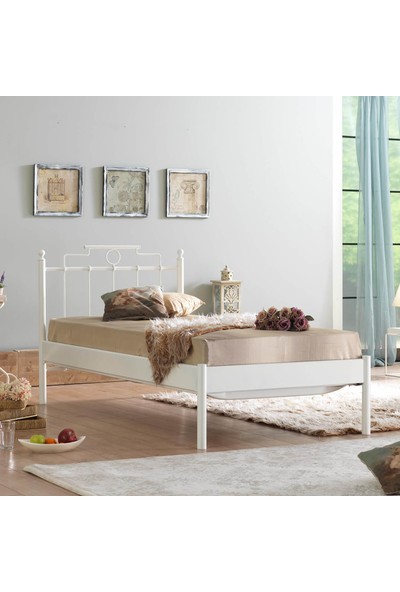 Unimet Hatkus-S Tek Kişilik Ferforje Metal Karyola-Beyaz Unimet Hatkus-S Tek Kişilik Ferforje Metal Karyola-Beyaz