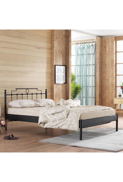 Unimet Hatkus-S Çift Kişilik Ferforje Metal Karyola-Siyah Unimet Hatkus-S Çift Kişilik Ferforje Metal Karyola-Siyah