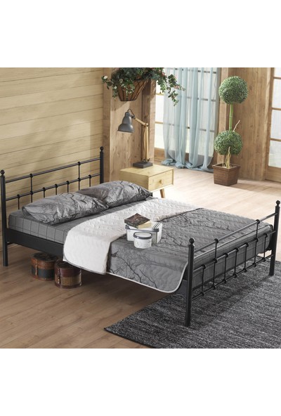 Unimet Lalas Çift Kişilik Ferforje Metal Karyola-Siyah Unimet Lalas Çift Kişilik Ferforje Metal Karyola-Siyah