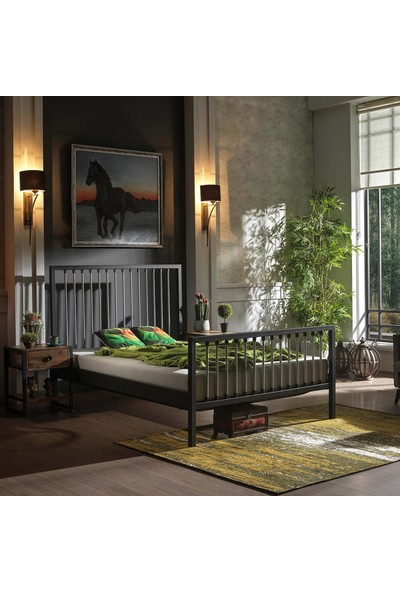 Unimet Breeze Çift Kişilik Ferforje Metal Karyola (Siyah-Gri) Unimet Breeze Çift Kişilik Ferforje Metal Karyola (Siyah-Gri)