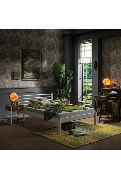 Unimet Asos-S Çift Kişilik Ferforje Metal Karyola-Beyaz Unimet Asos-S Çift Kişilik Ferforje Metal Karyola-Beyaz