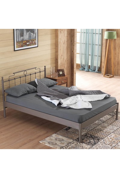 Unimet Hatkus-S Çift Kişilik Metal Karyola-Kahverengi