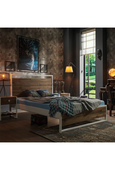 Unimet Ariane Ahşaplı Çift Kişilik Metal Karyola Beyaz Unimet Ariane Ahşaplı Çift Kişilik Metal Karyola Beyaz