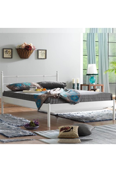Unimet Lalas-S Çift Kişilik Ferforje Metal Karyola-Beyaz Unimet Lalas-S Çift Kişilik Ferforje Metal Karyola-Beyaz
