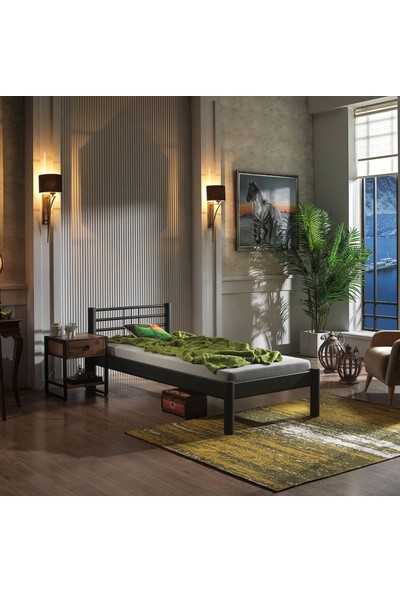 Unimet Asos-S Tek Kişilik Ferforje Metal Karyola-Siyah