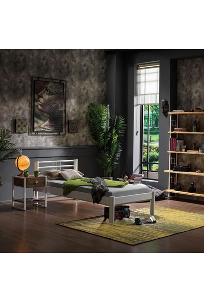 Unimet Asos-S Tek Kişilik Ferforje Metal Karyola-Beyaz Unimet Asos-S Tek Kişilik Ferforje Metal Karyola-Beyaz