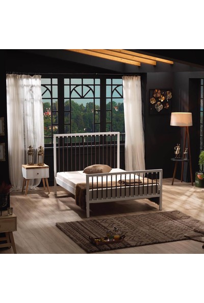 Unimet Breeze Tek Kişilik Ferforje Metal Karyola (Beyaz-Kahverengi) Unimet Breeze Tek Kişilik Ferforje Metal Karyola (Beyaz-Kahverengi)