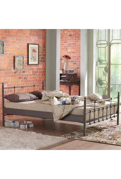 Unimet Lalas Çift Kişilik Ferforje Metal Karyola-Kahverengi Unimet Lalas Çift Kişilik Ferforje Metal Karyola-Kahverengi
