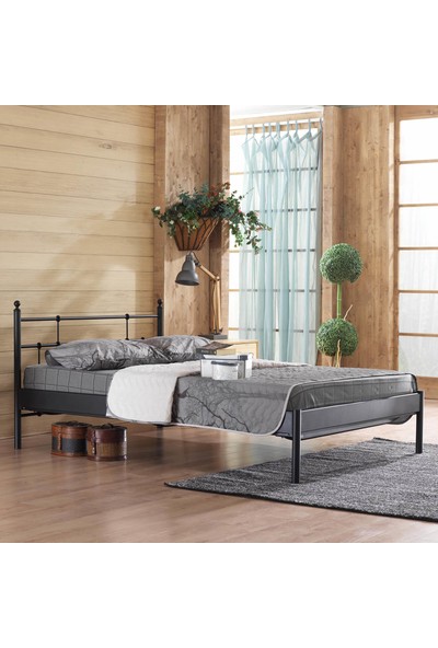 Unimet Lalas-S Çift Kişilik Ferforje Metal Karyola-Siyah
