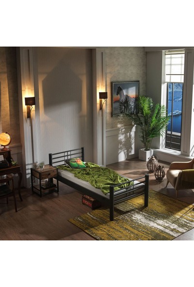 Unimet Asos Tek Kişilik Ferforje Metal Karyola-Siyah Unimet Asos Tek Kişilik Ferforje Metal Karyola-Siyah