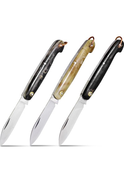 Badem10 Denizli Kemik Saplı Yaylı Çakı El Yapımı16.5 cm