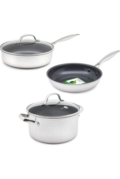 Greenpan Venice Pro Evershine 3'lü Tencere & Tava Seti Greenpan Venice Pro Evershine 3'lü Tencere & Tava Seti