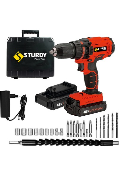 Sturdy 48V5AH Sanzumanlı Setlı Darbeli Lıon Matkap 23 Parca Setli Sturdy 48V5AH Sanzumanlı Setlı Darbeli Lıon Matkap 23 Parca Setli
